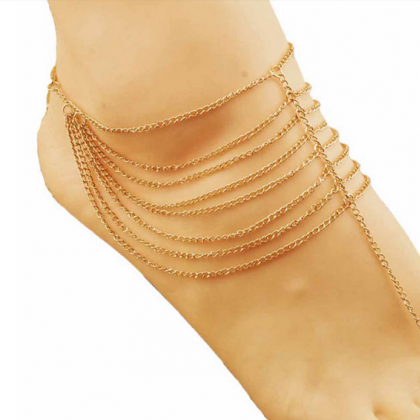 Fashion Multi Tassel Beach Bracelet Toe Chain Link Foot Anklet on Luulla